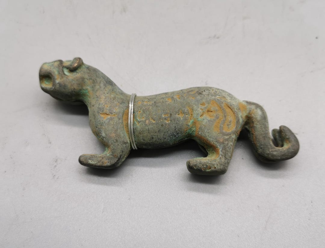 Vintage Bronze Carved Tiger Military Talisman Statue, Ancient Army ...