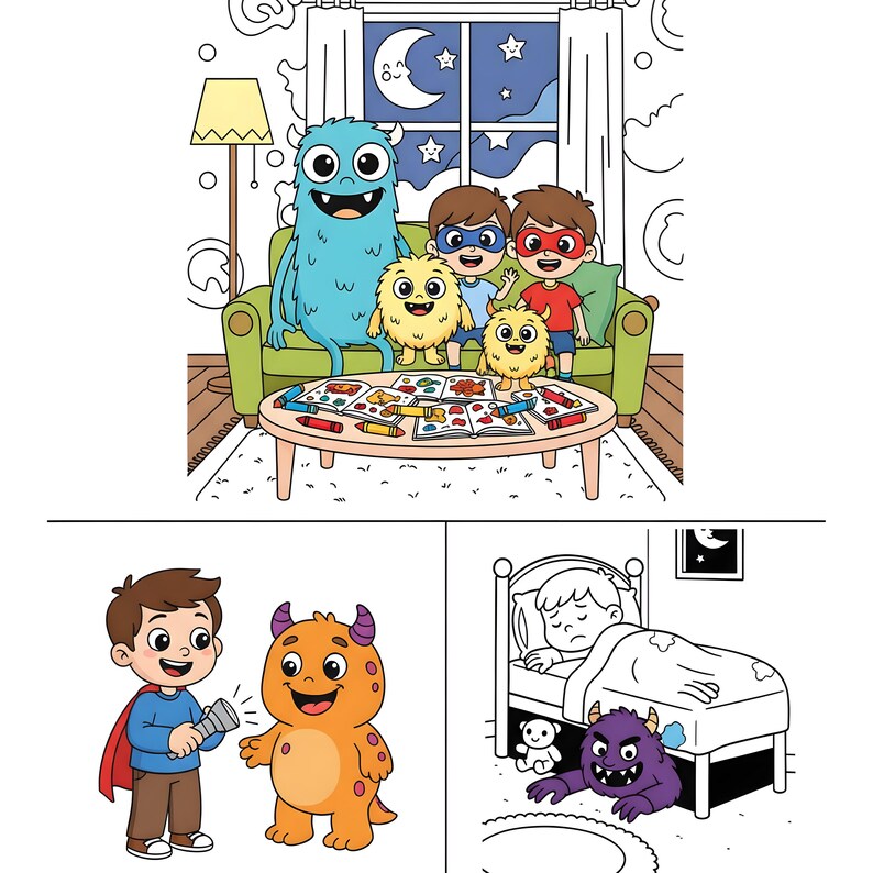 Color Away the Fears – Kids Monster Anxiety Relief Book | Calming ...