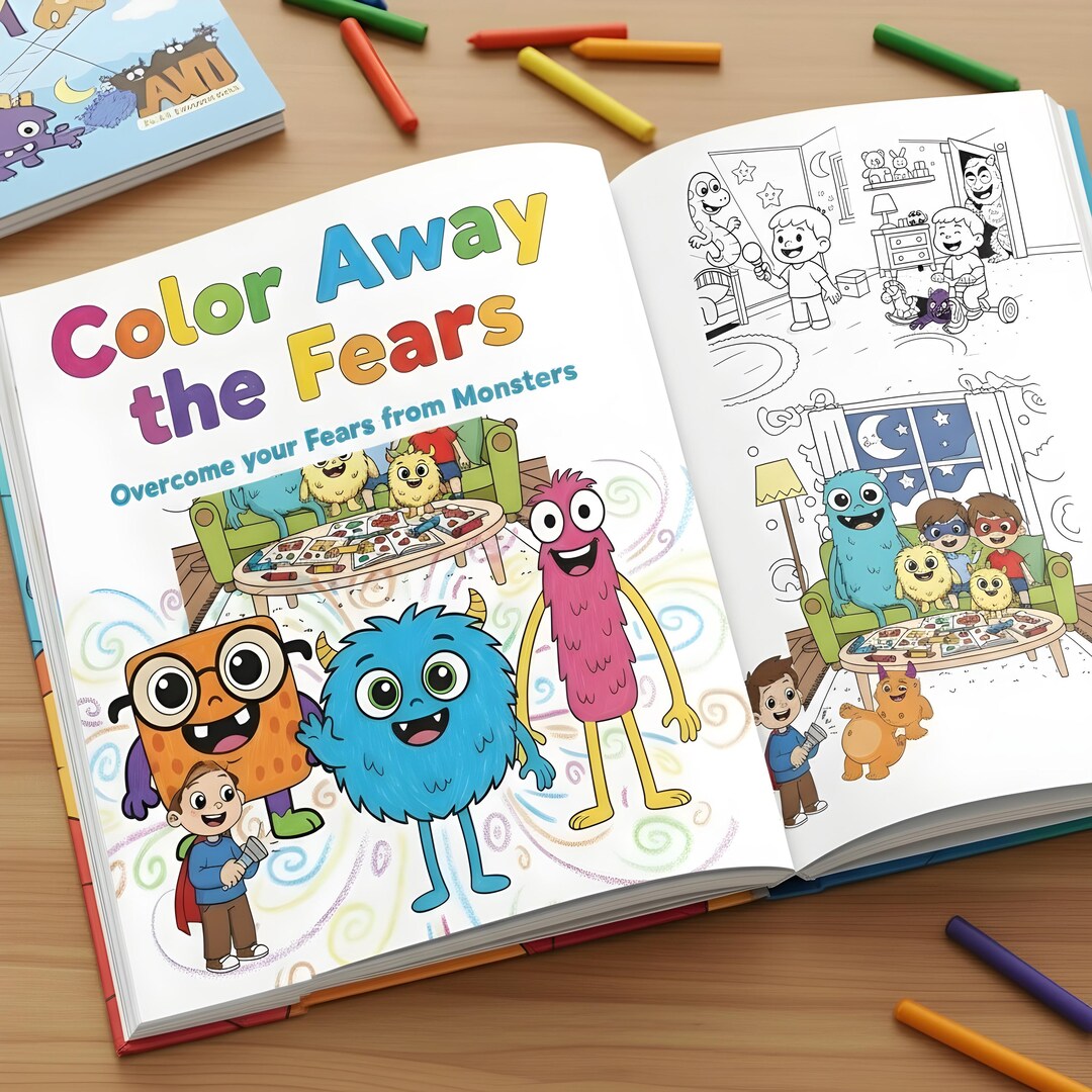 Color Away the Fears – Kids Monster Anxiety Relief Book | Calming ...