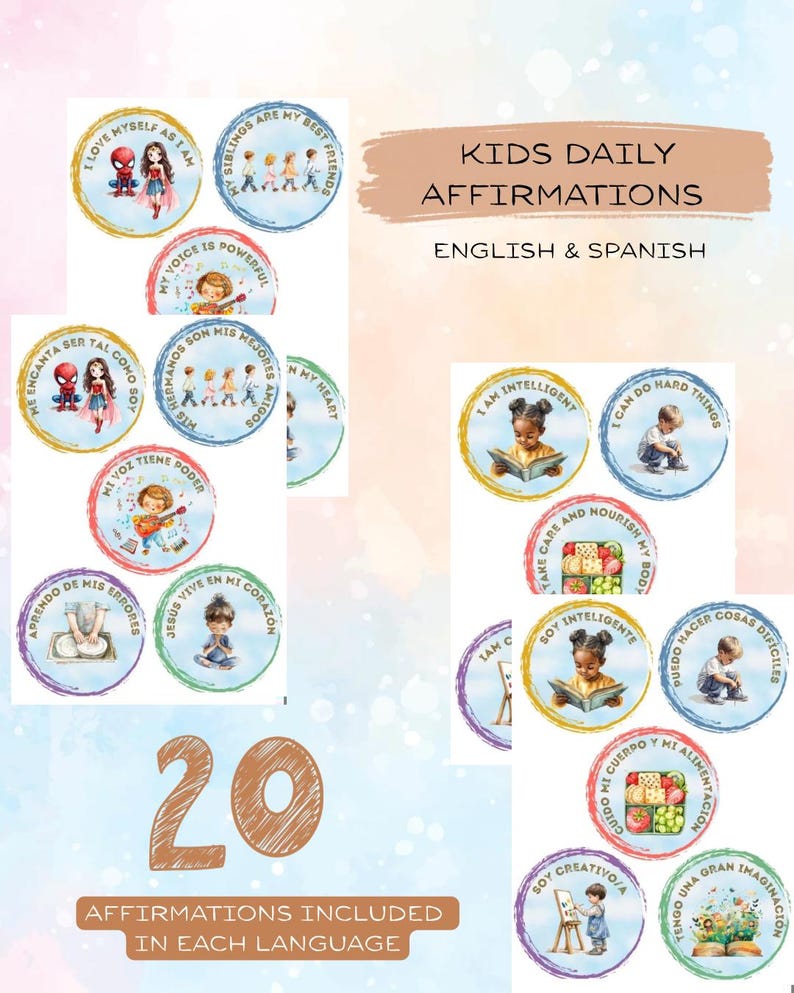 Kids Positive Affirmations in English & Spanish - Etsy