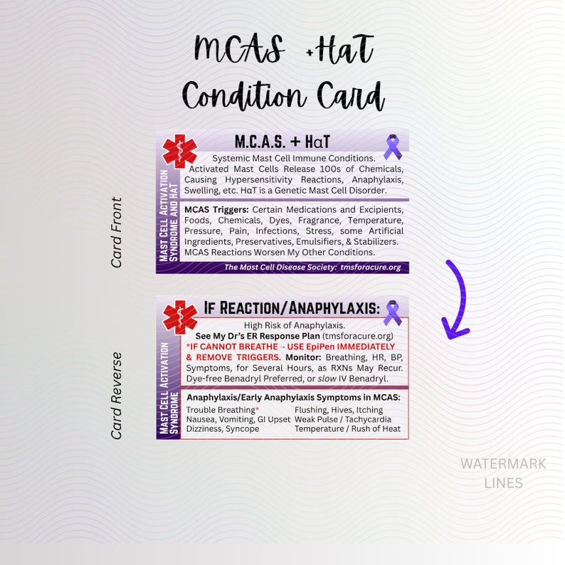 Medical Alert Card for POTS, EDS, MCAS, M.E. & More | Chronic Illness ...