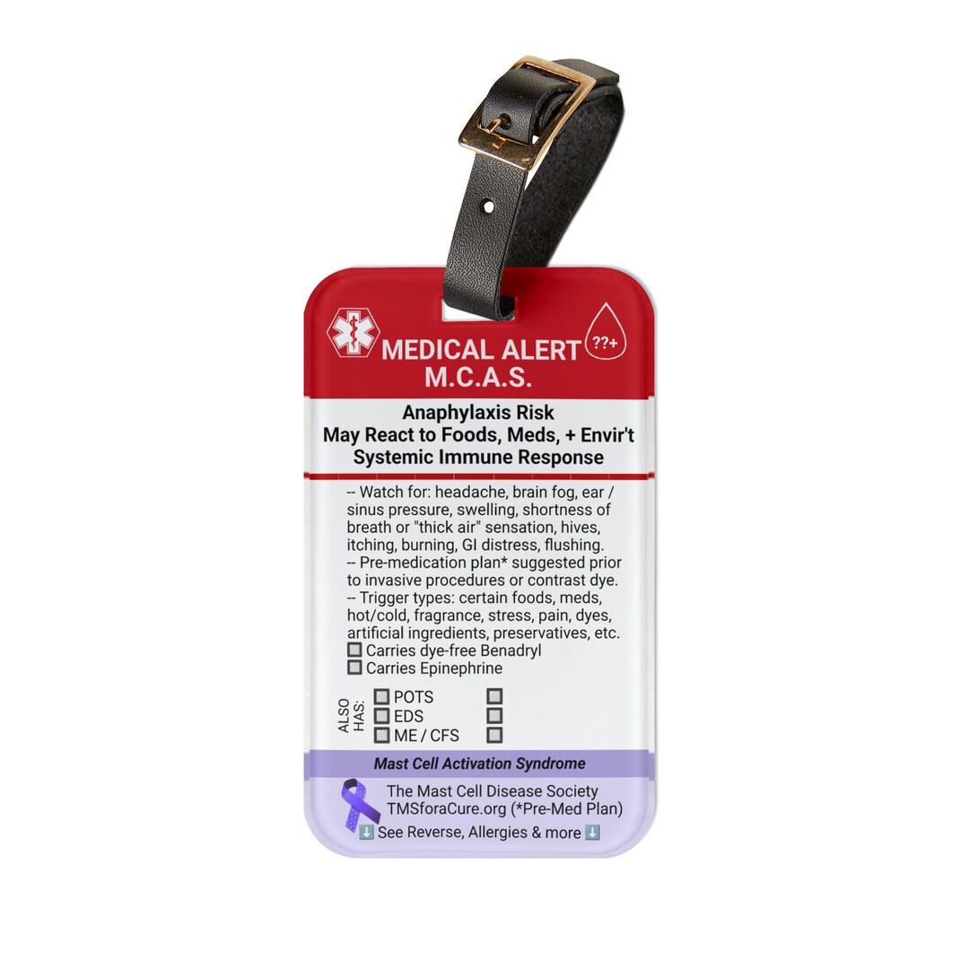 MCAS Medical Alert Card With Back Pocket and Shipping Included - Etsy