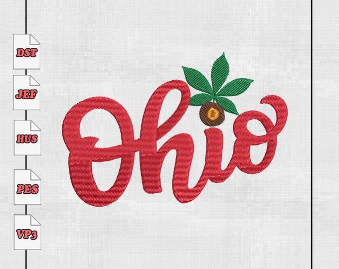 Ohio Embroidery Design, College Embroidery File, University, 5 Size ...