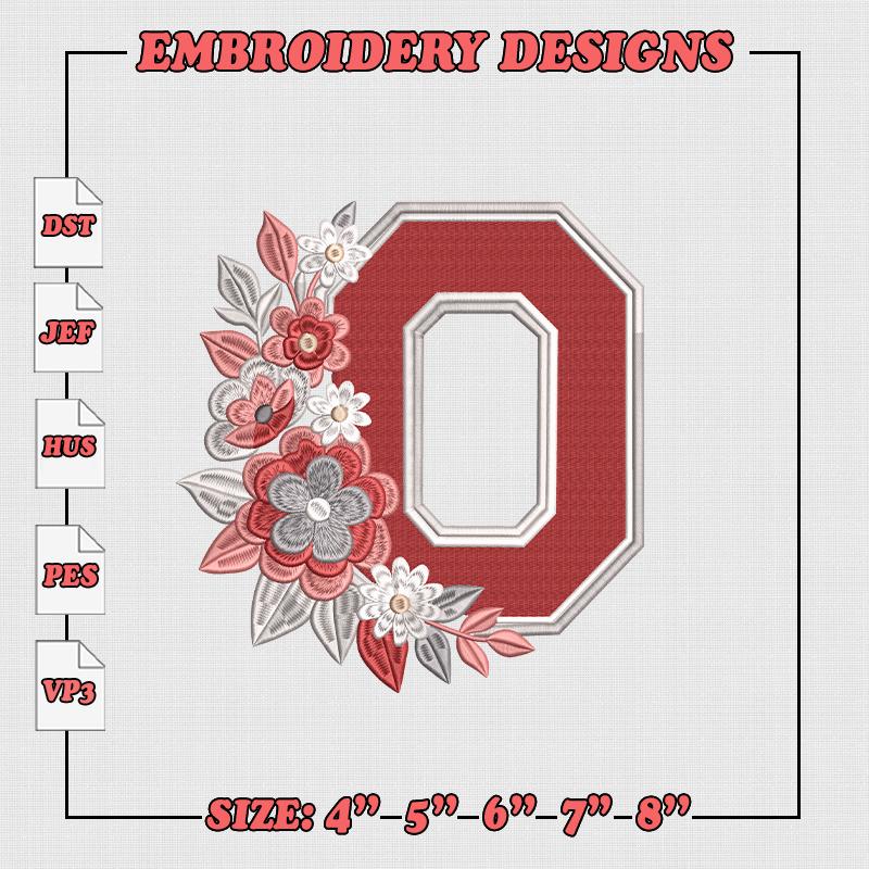 Ohio Embroidery Design, College Embroidery File, University, 5 Size ...