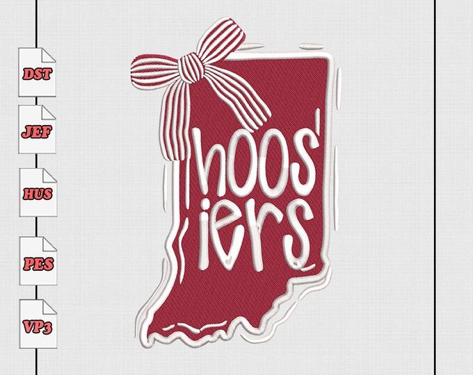 Indiana Embroidery Design, College Embroidery File, University, 5 Size ...