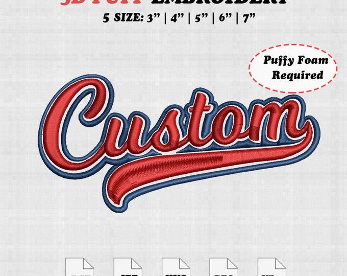 3d Puff Embroidery Font, Custom Baseball Font Embroidery, 5 Size ...