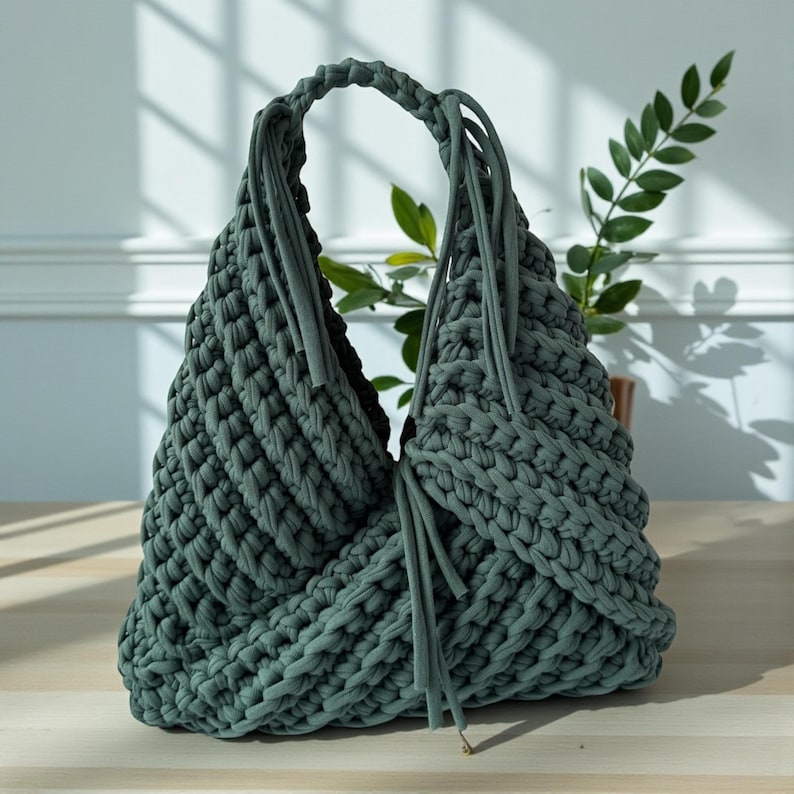 Handmade Crochet Handbag - Small T-shirt Yarn Bag - Etsy