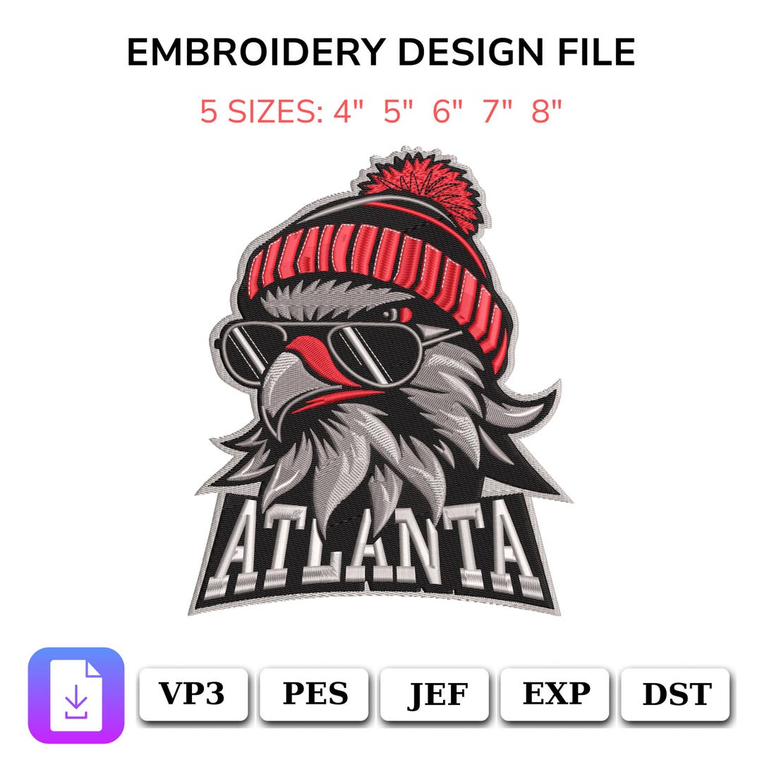 Atlanta Football Embroidery Design, Atlanta Embroidery File, Gameday ...