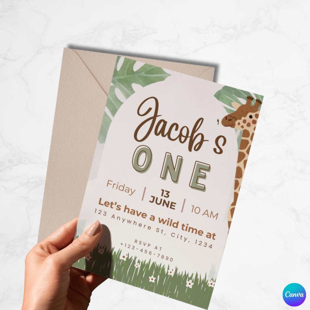Jungle Birthday Party Printable – Invitation | Editable in Canva - Etsy