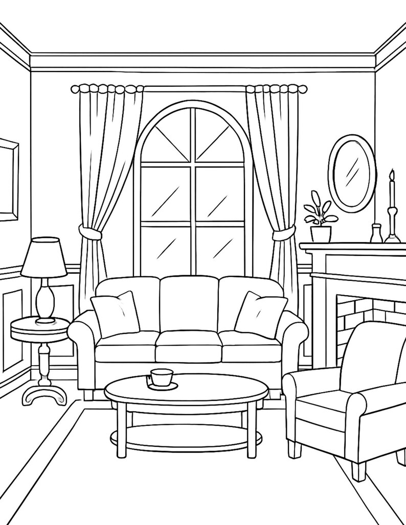 Cozy Home Coloring Book | Relaxing Interior Scenes Digital Download - Etsy