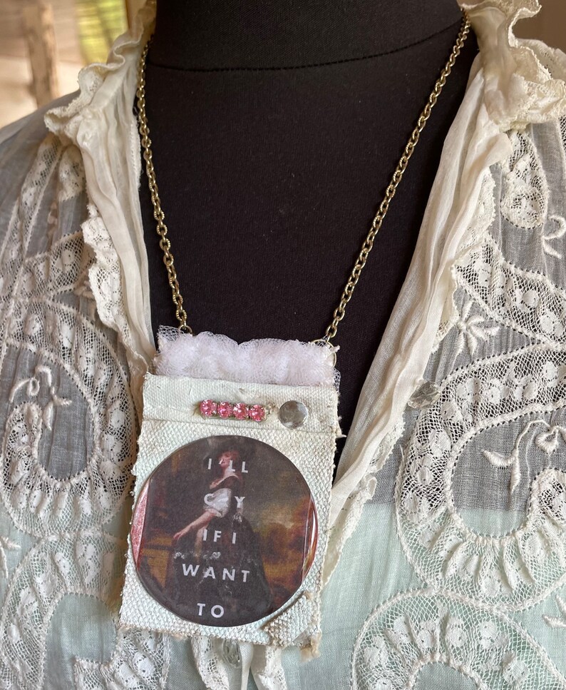 Assemblage, Chic Pendant. Humor Boho Statement Necklace. Foundobject ...