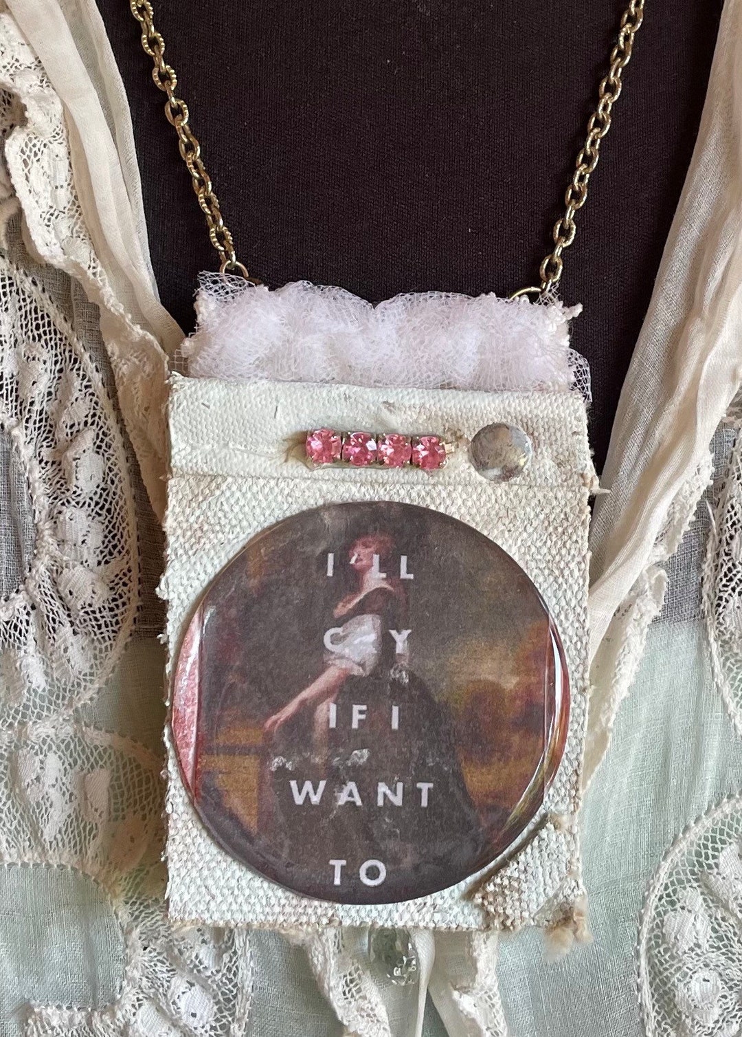 Assemblage, Chic Pendant. Humor Boho Statement Necklace. Foundobject ...