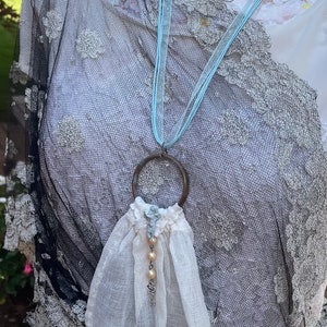 Hanky Assemblage Found Object Long Pendant. All Repurposed Elements ...