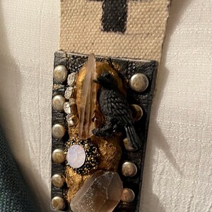 Assemblage, Rustic Leather Pendant. Rocker, Edgy Piece. Festival Style ...