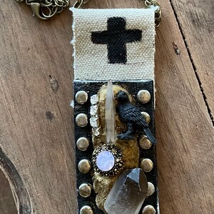 Assemblage, Rustic Leather Pendant. Rocker, Edgy Piece. Festival Style ...