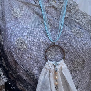 Hanky Assemblage Found Object Long Pendant. All Repurposed Elements ...