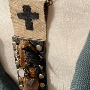 Assemblage, Rustic Leather Pendant. Rocker, Edgy Piece. Festival Style ...