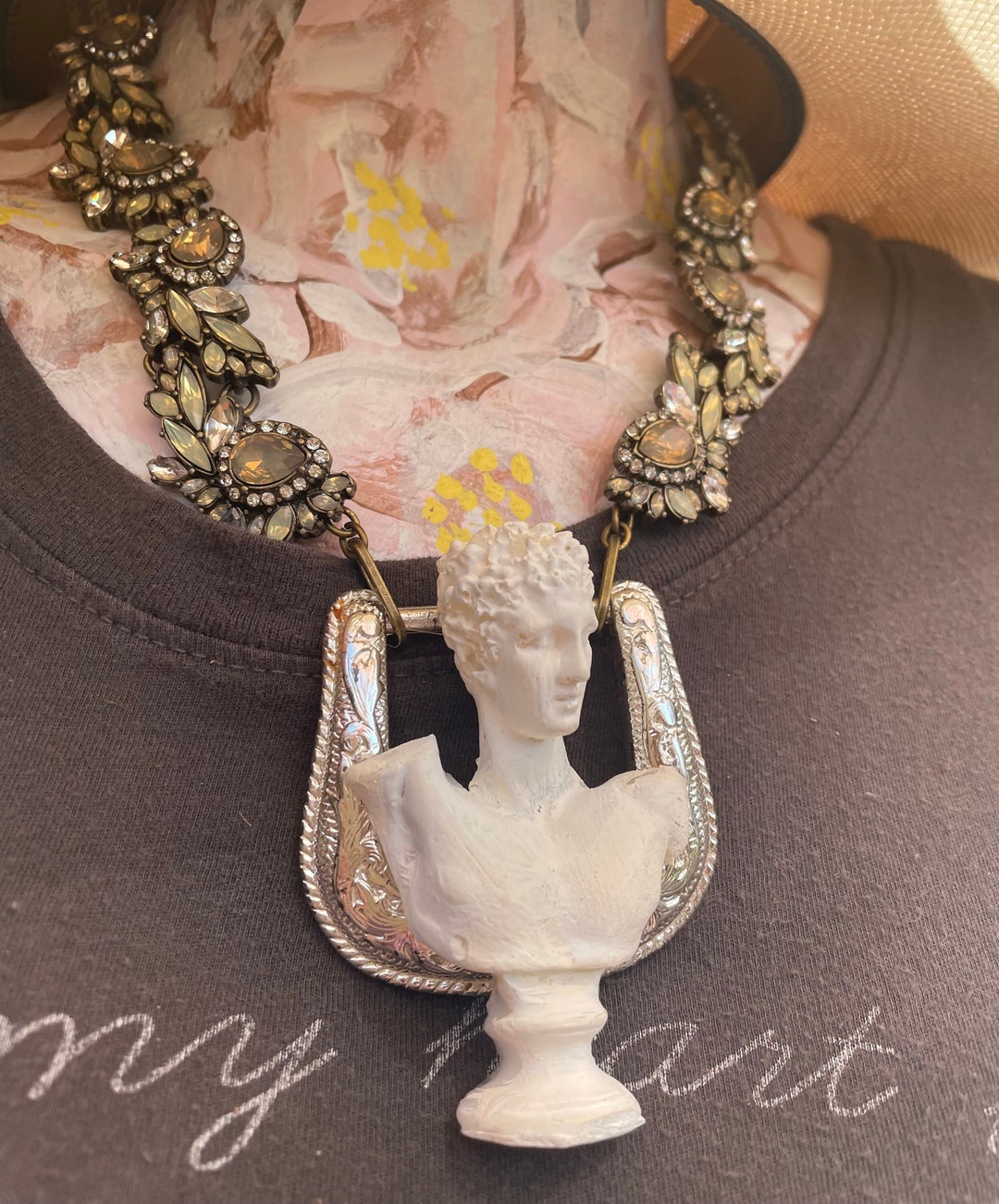 Assemblage Greek God Statement Necklace. Boho Repurposed Drama Art ...