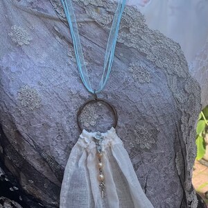 Hanky Assemblage Found Object Long Pendant. All Repurposed Elements ...