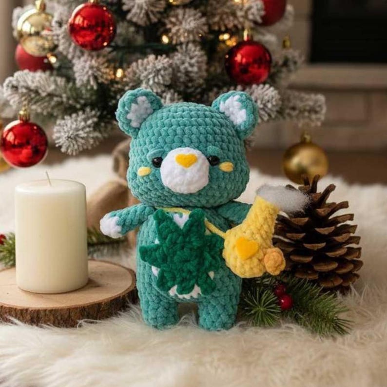 Bear Amigurumi Crochet Pattern PDF, Plush Holiday Bear Toy Tutorial ...