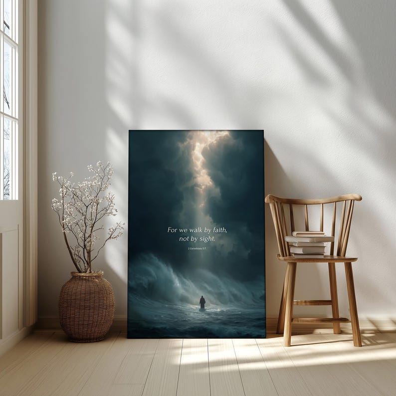Jesus Calming the Storm Bible Verse Wall Art, Scripture Print, Jesus ...