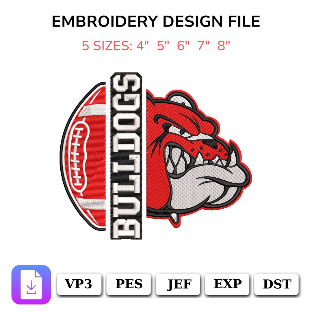 Bulldogs Embroidery Design, Bulldogs Mascot File, Football Team, Sport ...
