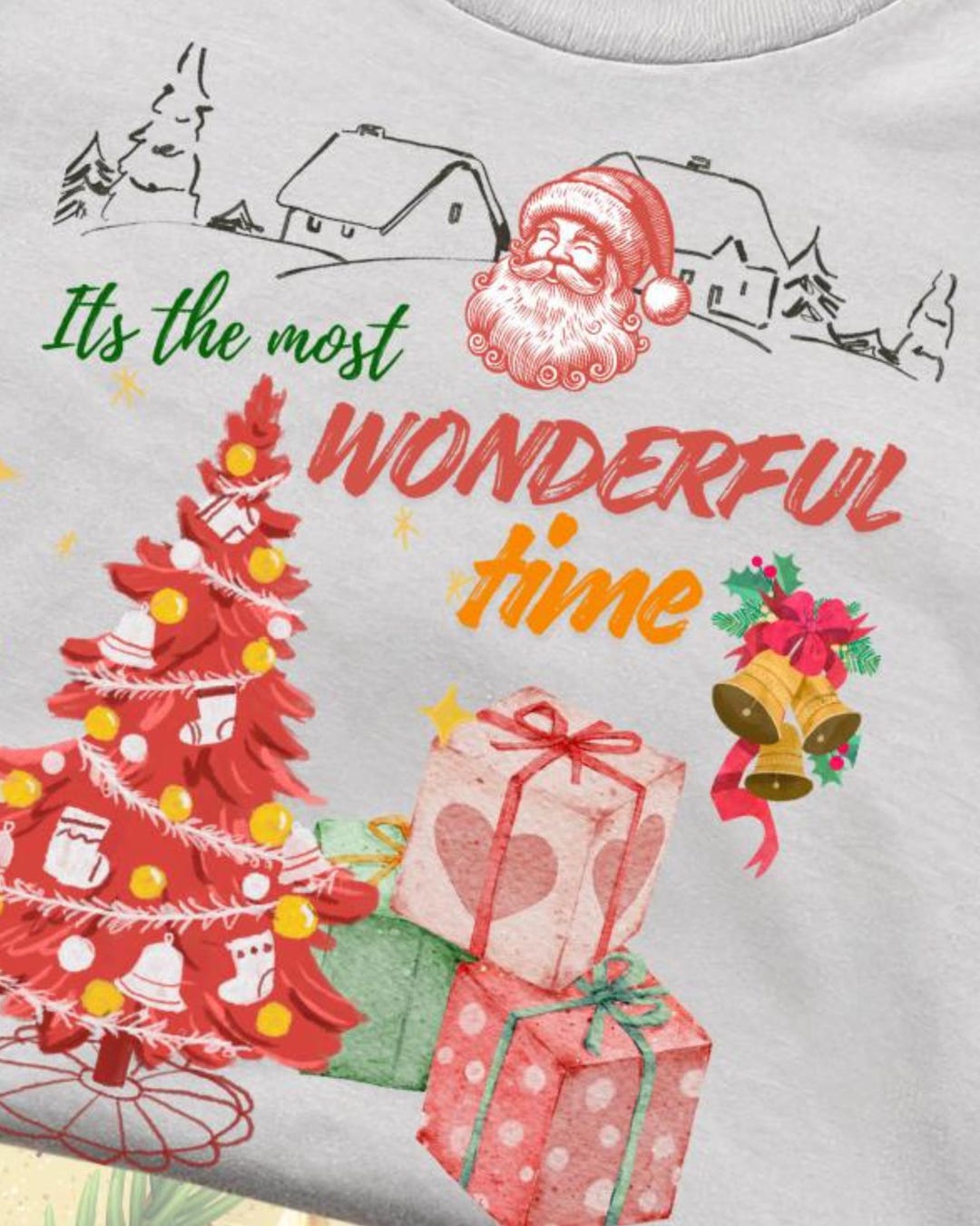 Retro Santa Christmas Tree Tee | Holiday Presents Design - Etsy