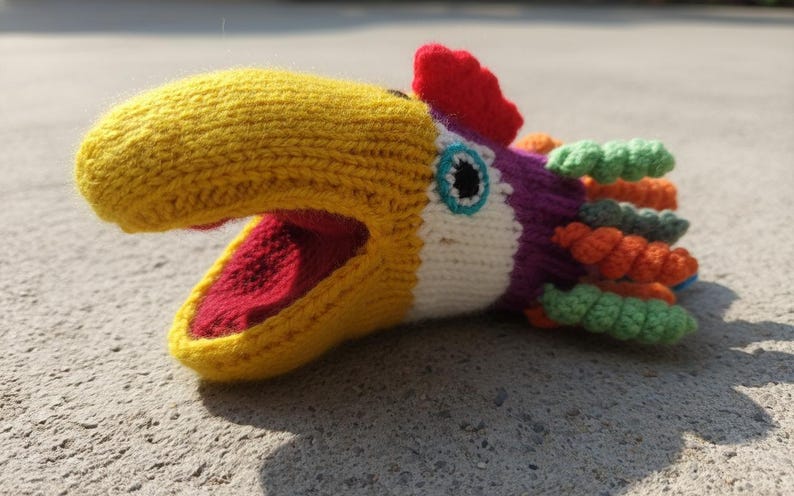 Funny Knit Parrot Puppet Mittens for Adults, Acrylic Yarn Handmade ...
