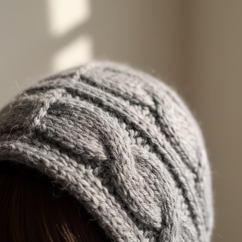 Handmade Red Knit Bonnet Hat With Chin Tie, Soft Chunky Cable Winter ...