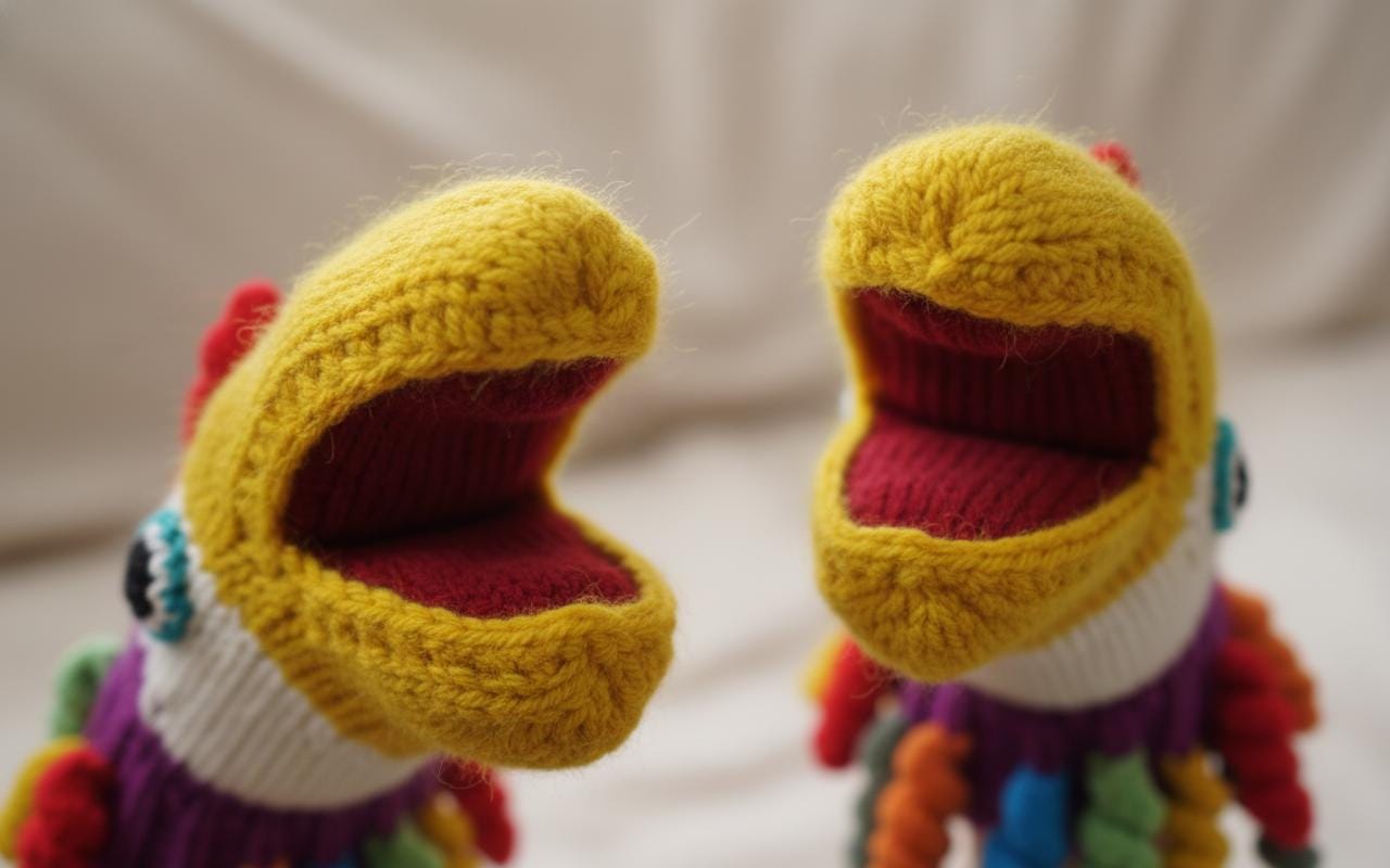 Funny Knit Parrot Puppet Mittens for Adults, Acrylic Yarn Handmade ...