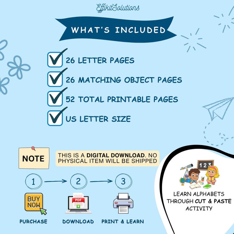 Alphabet Cut and Paste Workbook | A-Z Letter Matching Activity ...