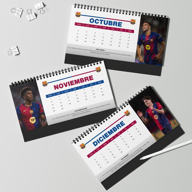 FC Barcelona 2026 Desk Calendar | Current Barca Players | Soccer Fan ...