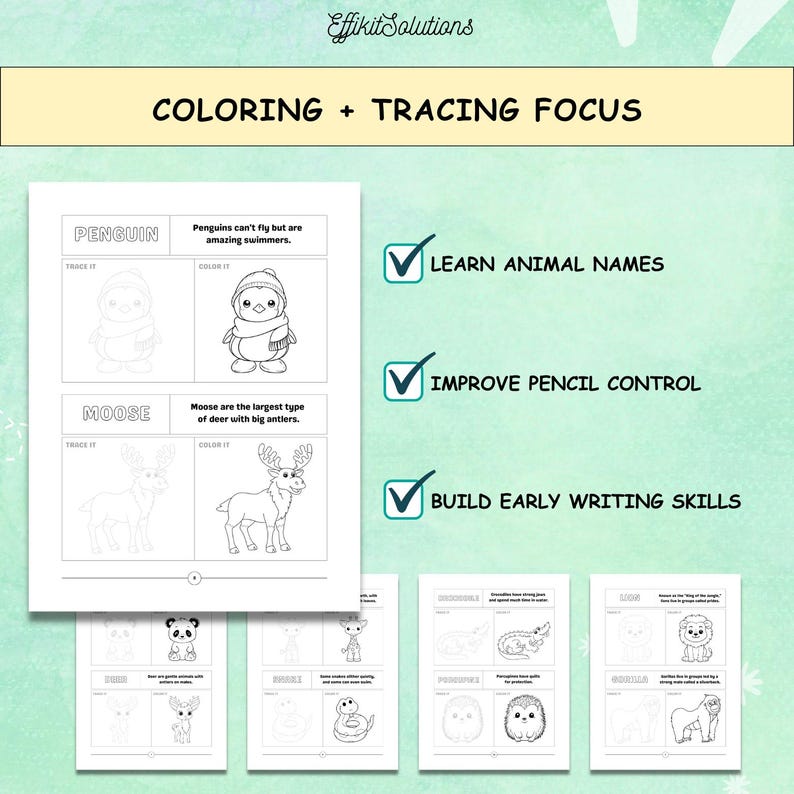 Cahier d'activités sur les animaux sauvages | Dessin, coloriage, quiz ...