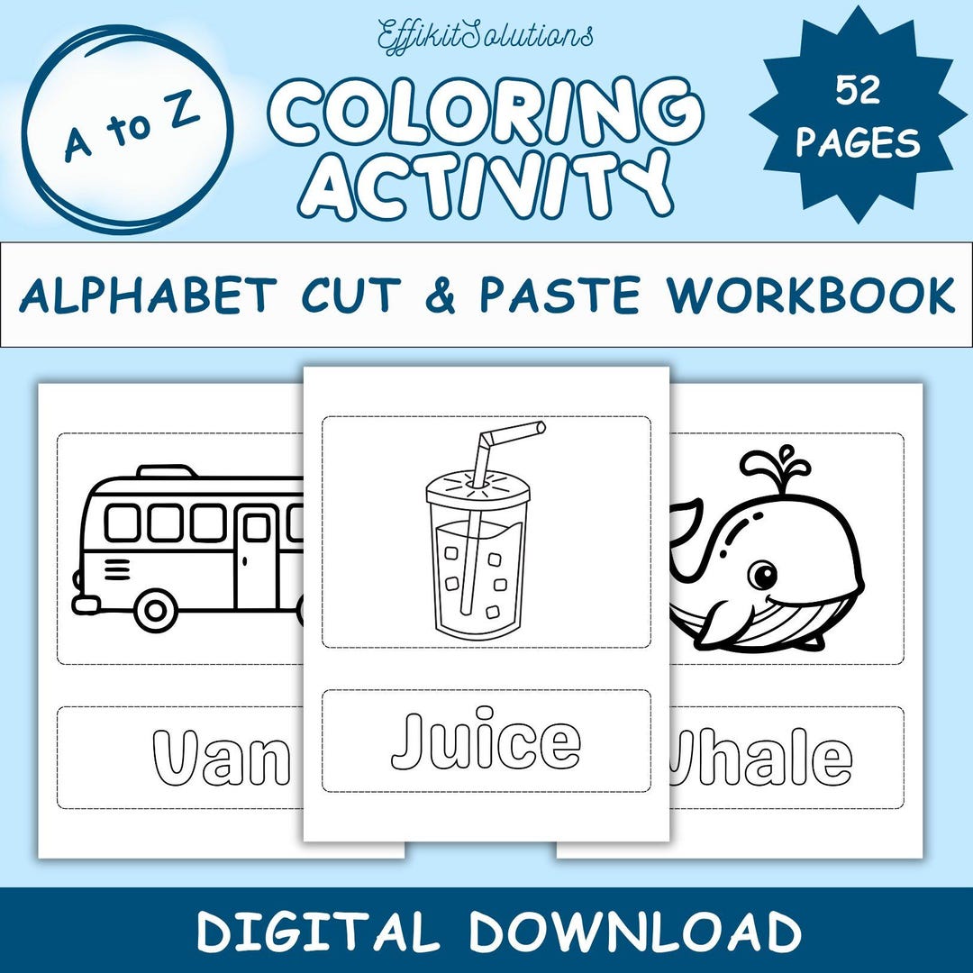 Alphabet Cut and Paste Workbook | A-Z Letter Matching Activity ...