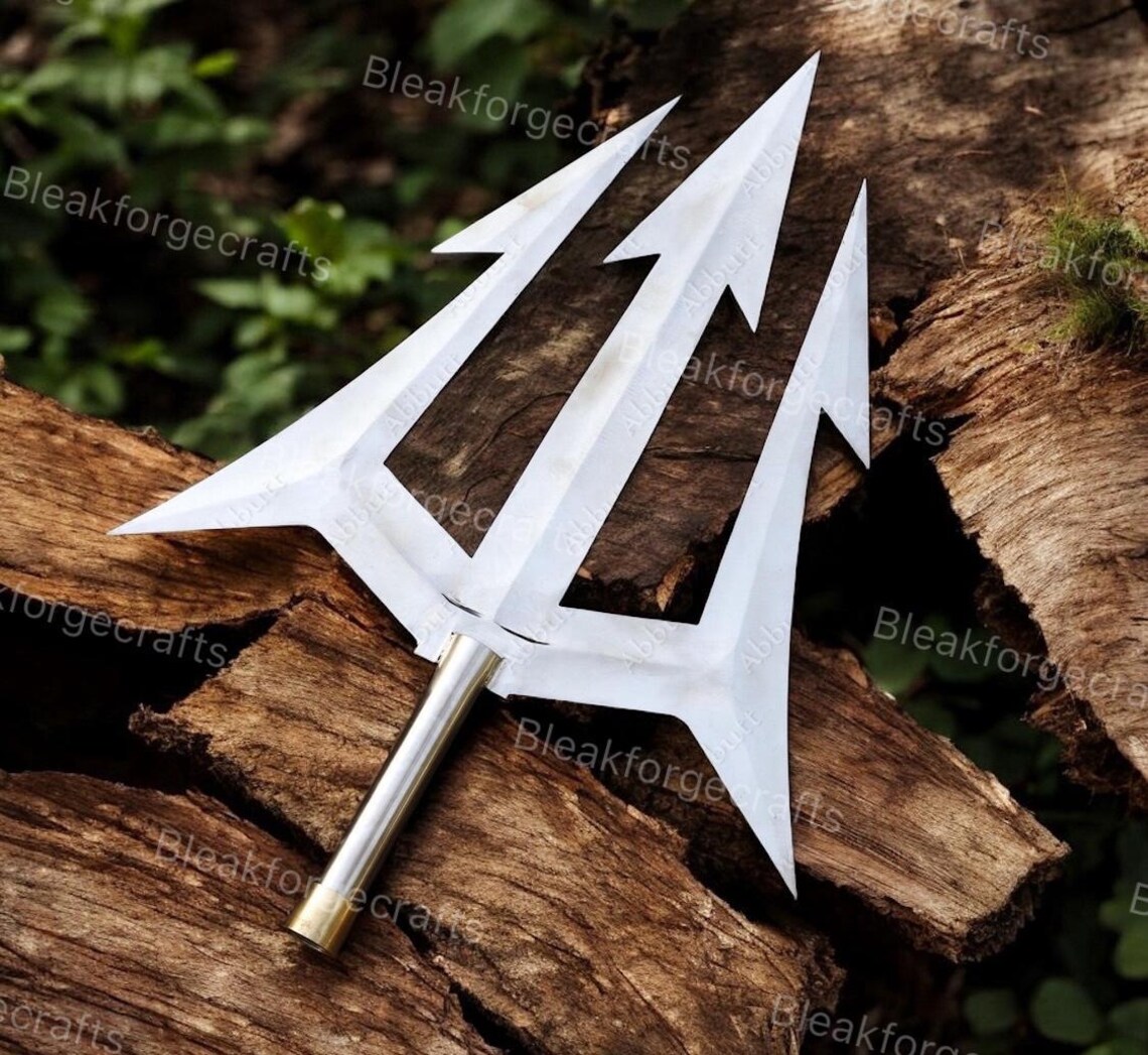 Handmade Poseidon Trident: J2 Steel & Leather Wrapped - 6.5, Gift for ...