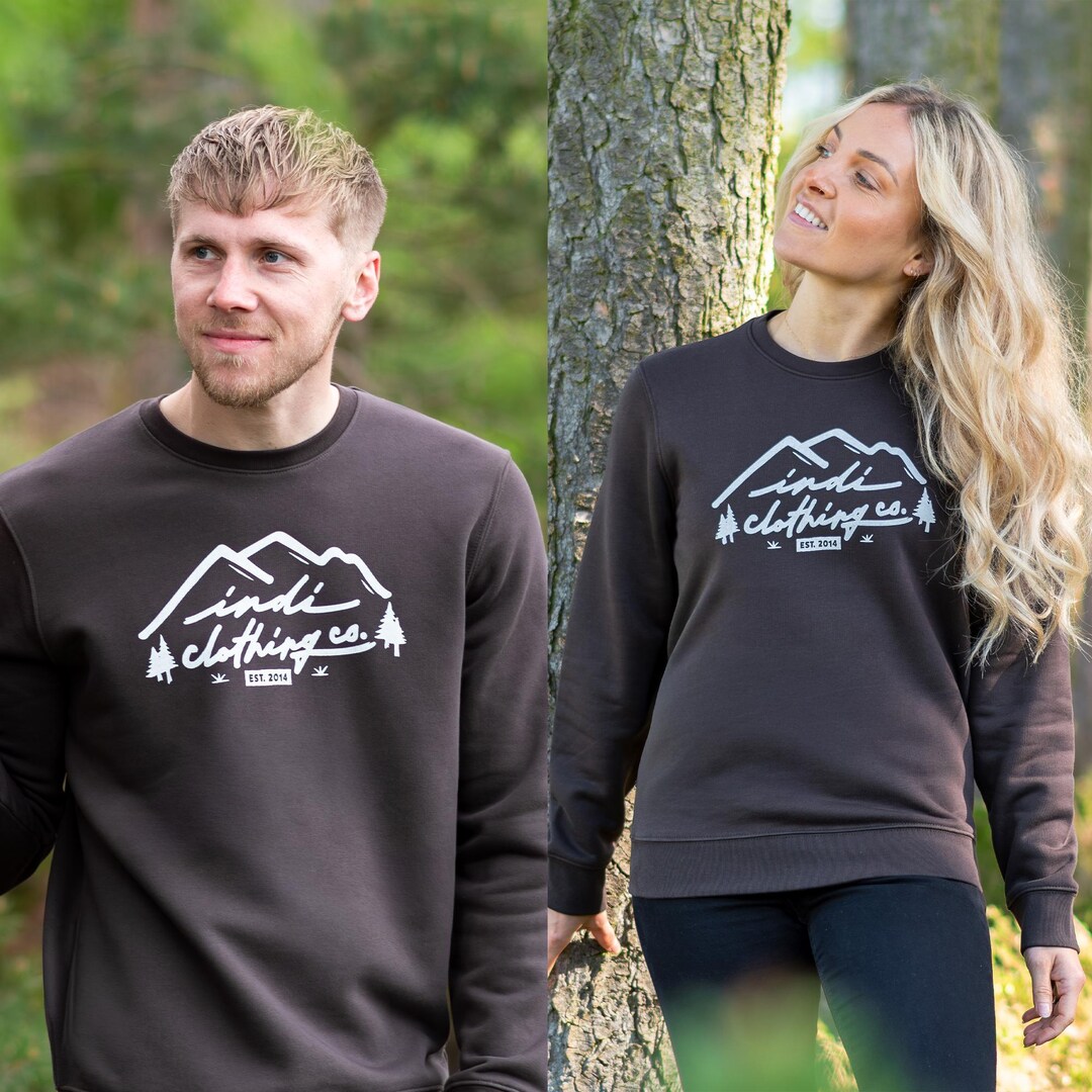 The Mountainscape Deluxe Sweater in Dark Brown - Unisex Sustainable ...