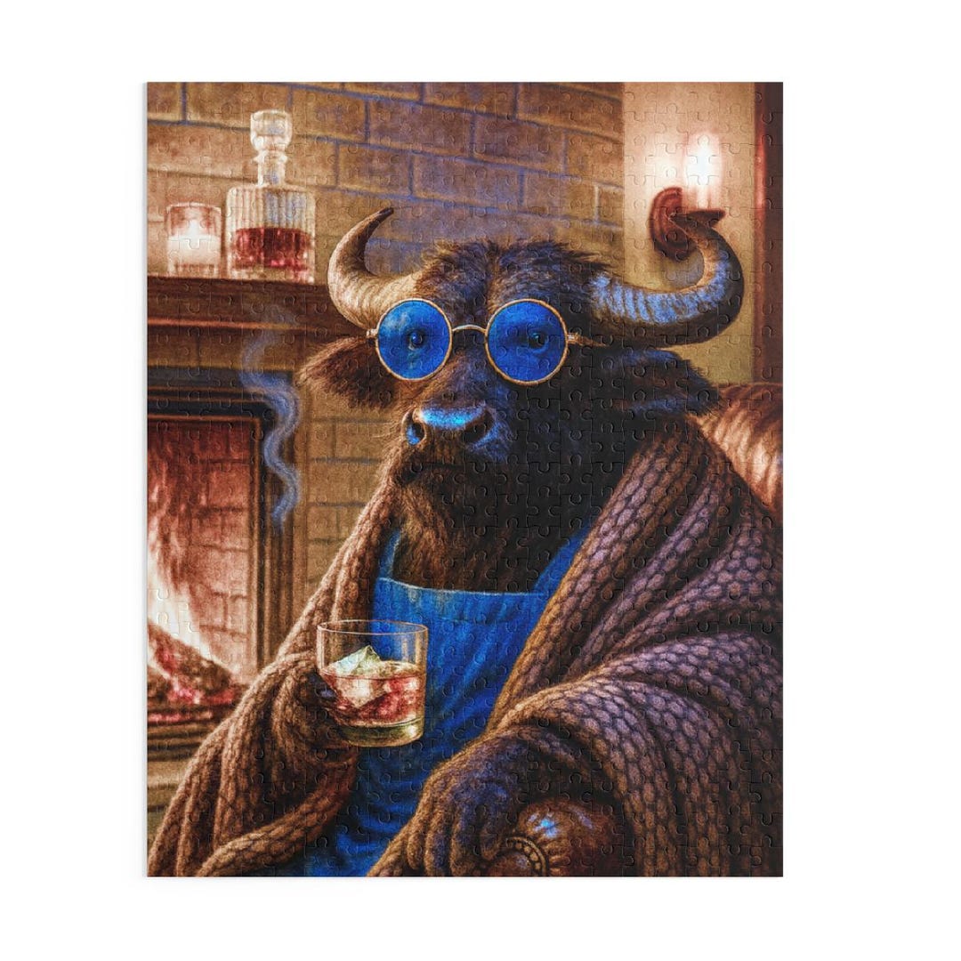 Buffalo in Glasses Puzzle | Cozy Bar Scene 120-500 Piece - Etsy
