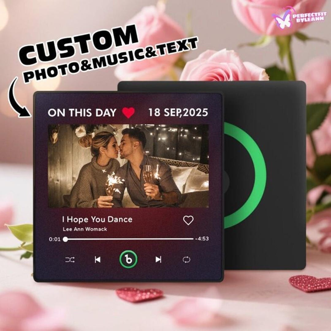 Personalized Photo Album Magnet With Your Text, Custom Song Magnet ...