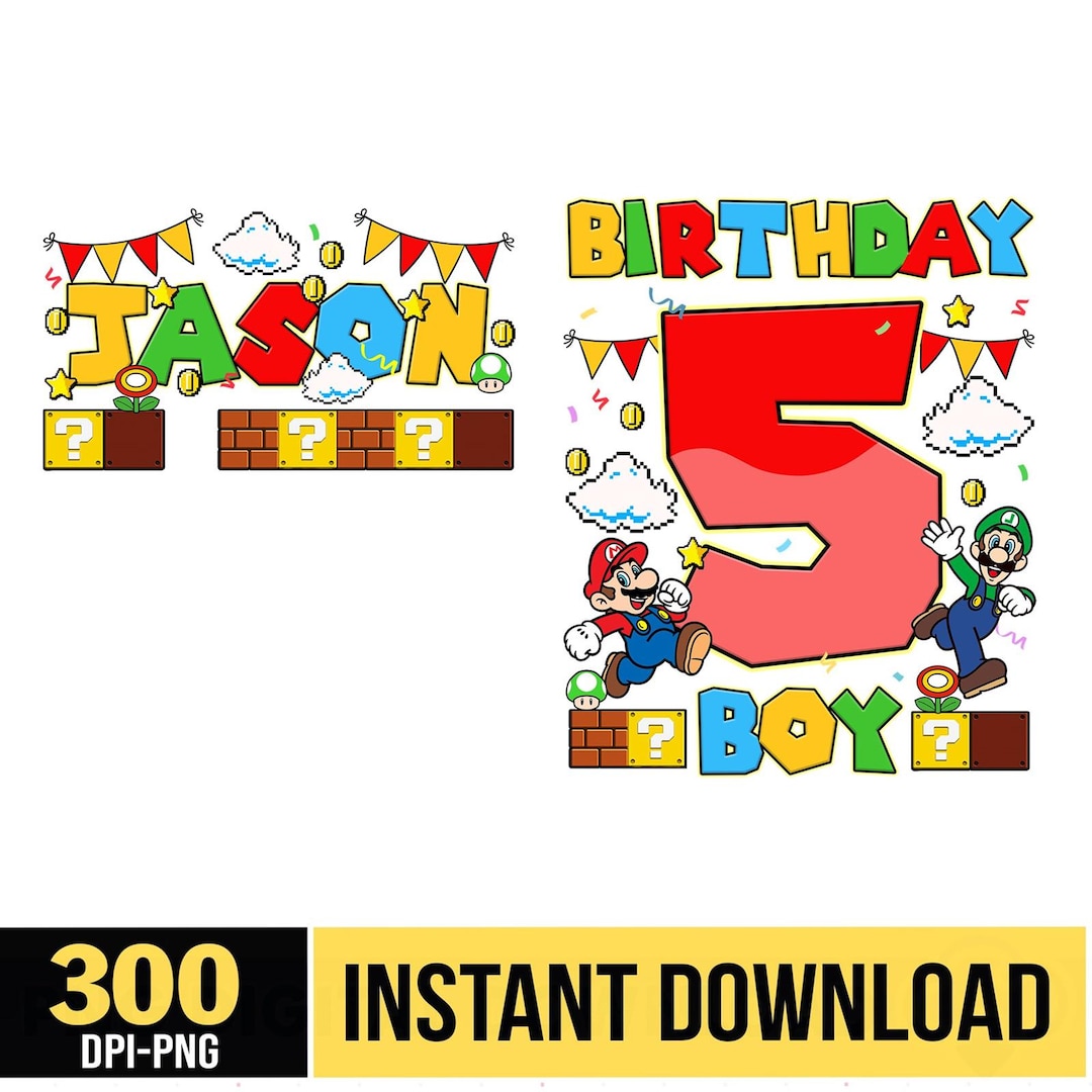 Personalized Super Mario Birthday Boy PNG, Bowser Mario Yoshi Peach Toad, Super Mario Birthday ...