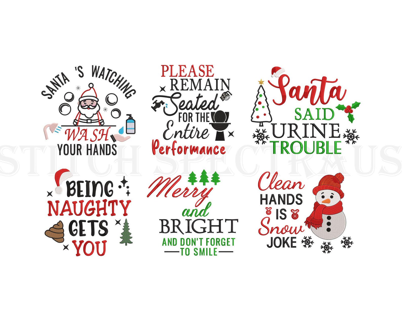 Funny Christmas TP Embroidery Bundle, Holiday Toilet Paper Stitch ...