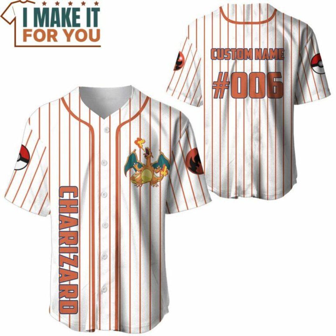 Pokemon Charizard Baseball Jersey, Gifts for Pokemon Lovers,anime Best ...