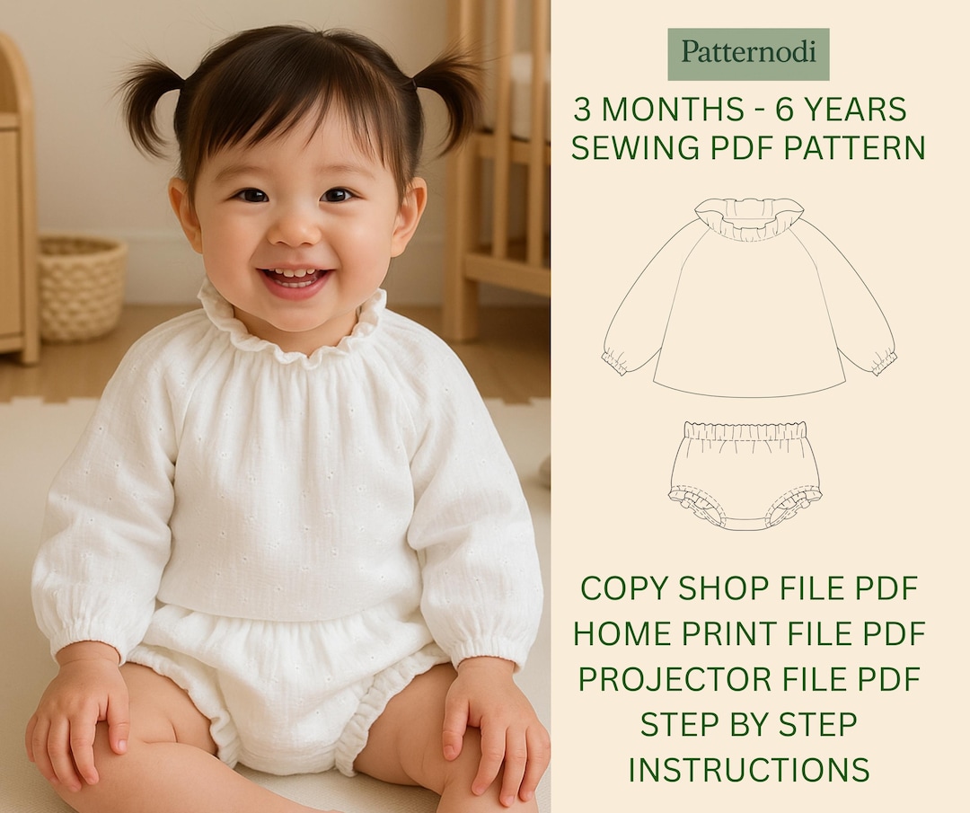 Baby Outfit Pattern PDF With Shorts and Top, Toddler Sewing Design, 3M ...