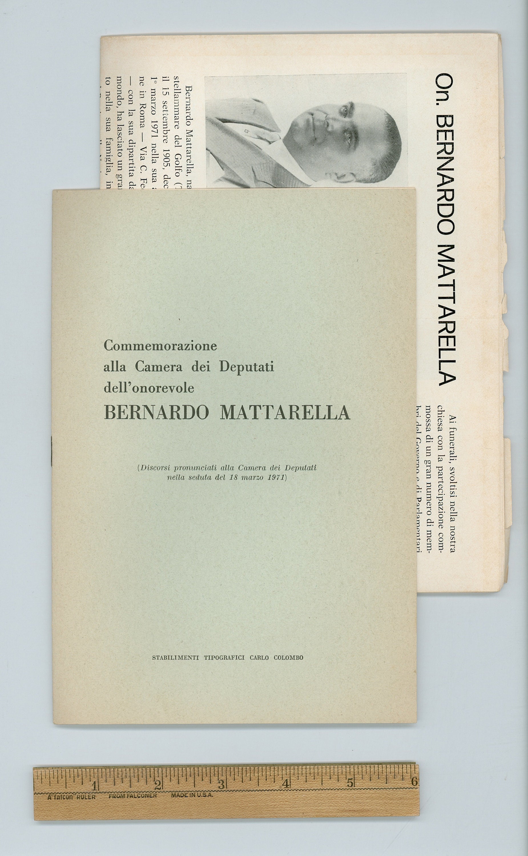 Bernardo Mattarella 1971 Folleto de Commemorización con - Etsy España