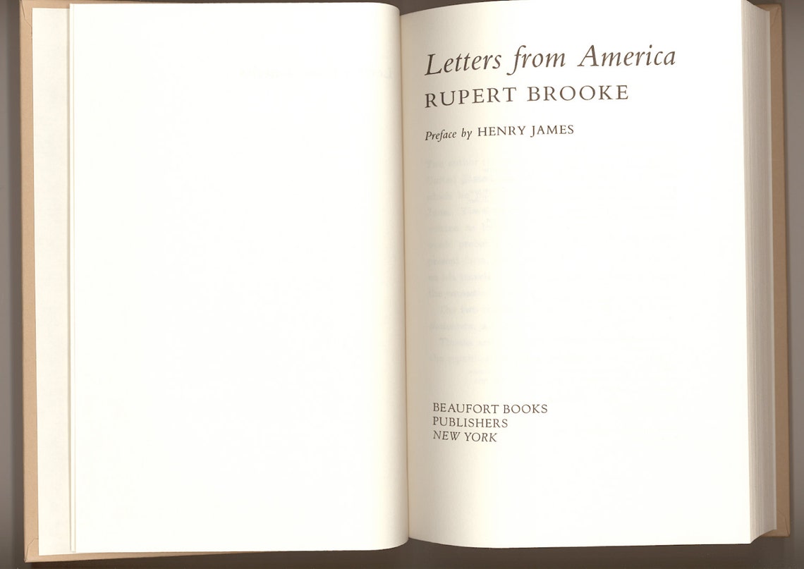 Rupert Brooke Letters From America Preface by Henry James. | Etsy