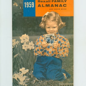 Rexall Drug Store, 1959 Rexall Family Almanac & Moon Book, Little Girl ...