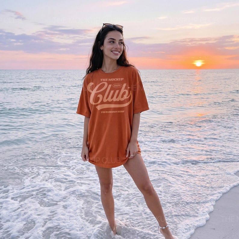 Comfort Colors 1717 Yam, Summer Beach Lifestyle T-shirt Mockup - Etsy UK