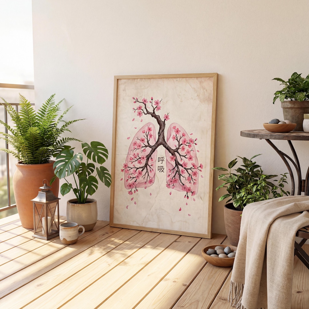 Floral Anatomical Lungs Print, Cherry Blossom Art, Respiratory Gift ...
