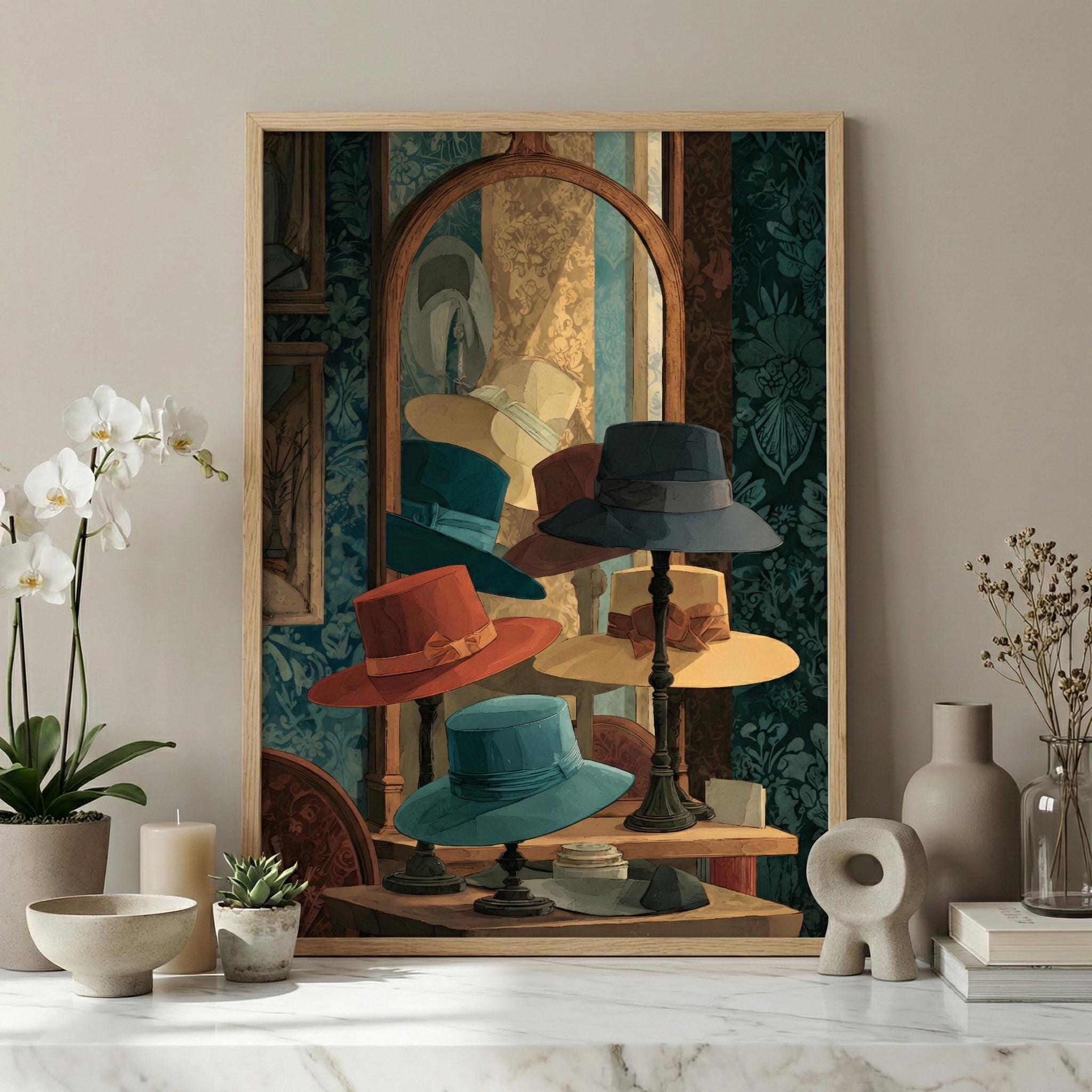Vintage Hat Shop Art Print, Millinery Fashion Decor (digital or Poster ...