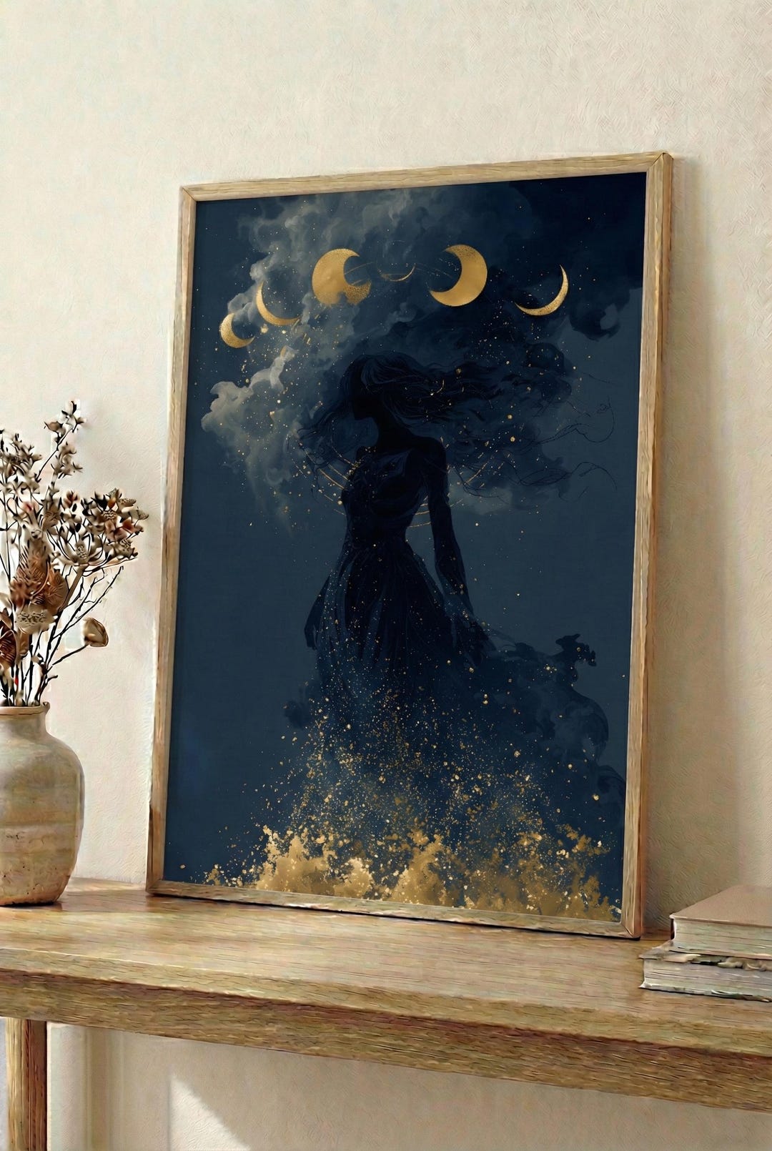 Moon Phase Woman Art Print | Cosmic Celestial Wall Decor (digital OR ...