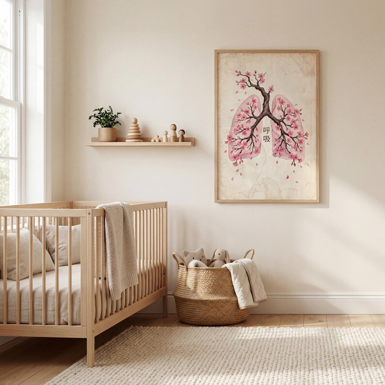 Floral Anatomical Lungs Print, Cherry Blossom Art, Respiratory Gift ...